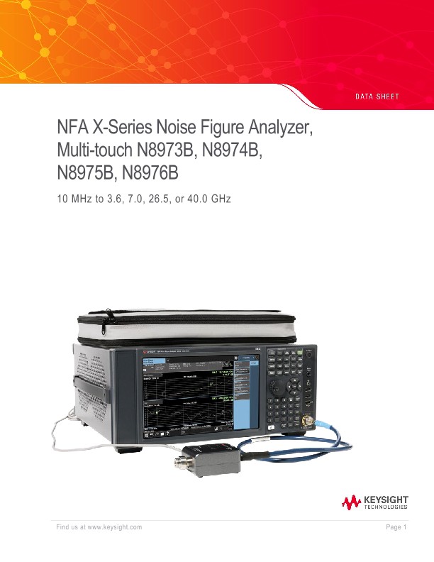 NFA X-Series Noise Figure Analyzer, Multi-touch N8973B, N8974B, N8975B, N8976B PDF Asset Page ...
